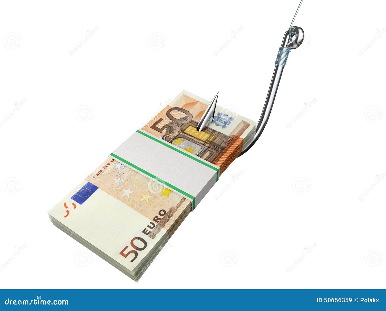 Stack of Money on the Fishing Hook Isolated on White Stock Illustration ...