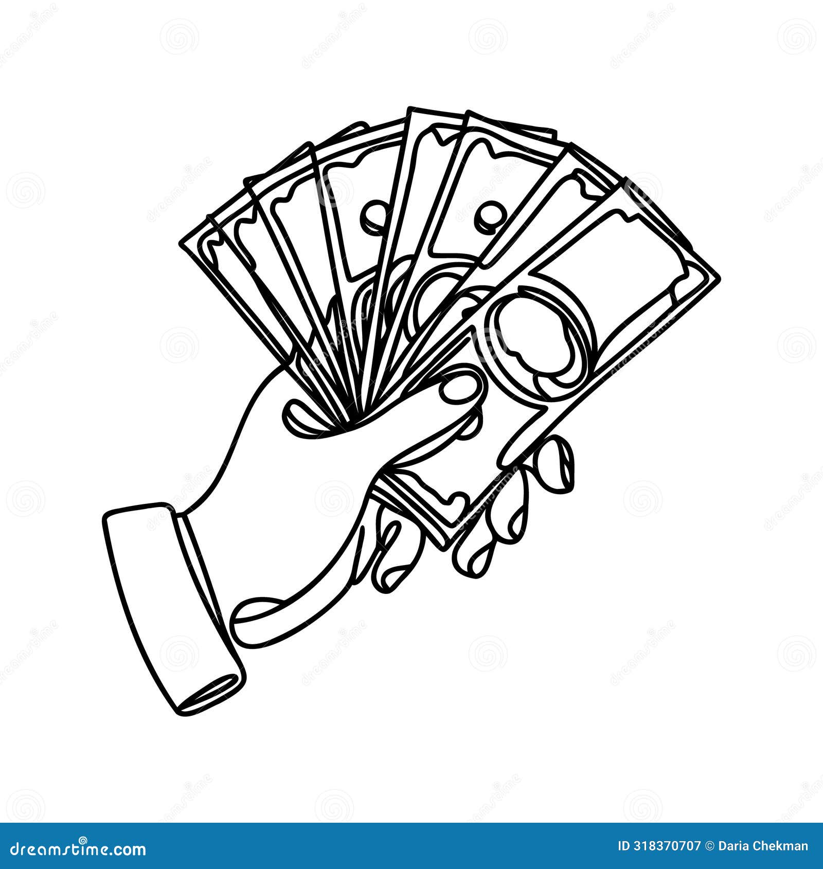 A Stack of Money in Hands, 100 Dollars in One Line. Continuous Money ...