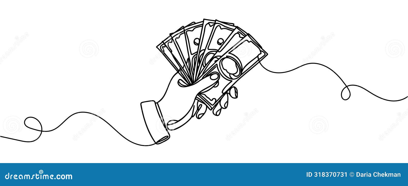 A Stack of Money in Hands, 100 Dollars in One Line. Continuous Money ...