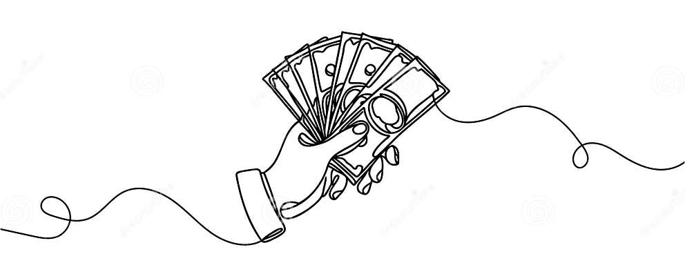 A Stack of Money in Hands, 100 Dollars in One Line. Continuous Money ...