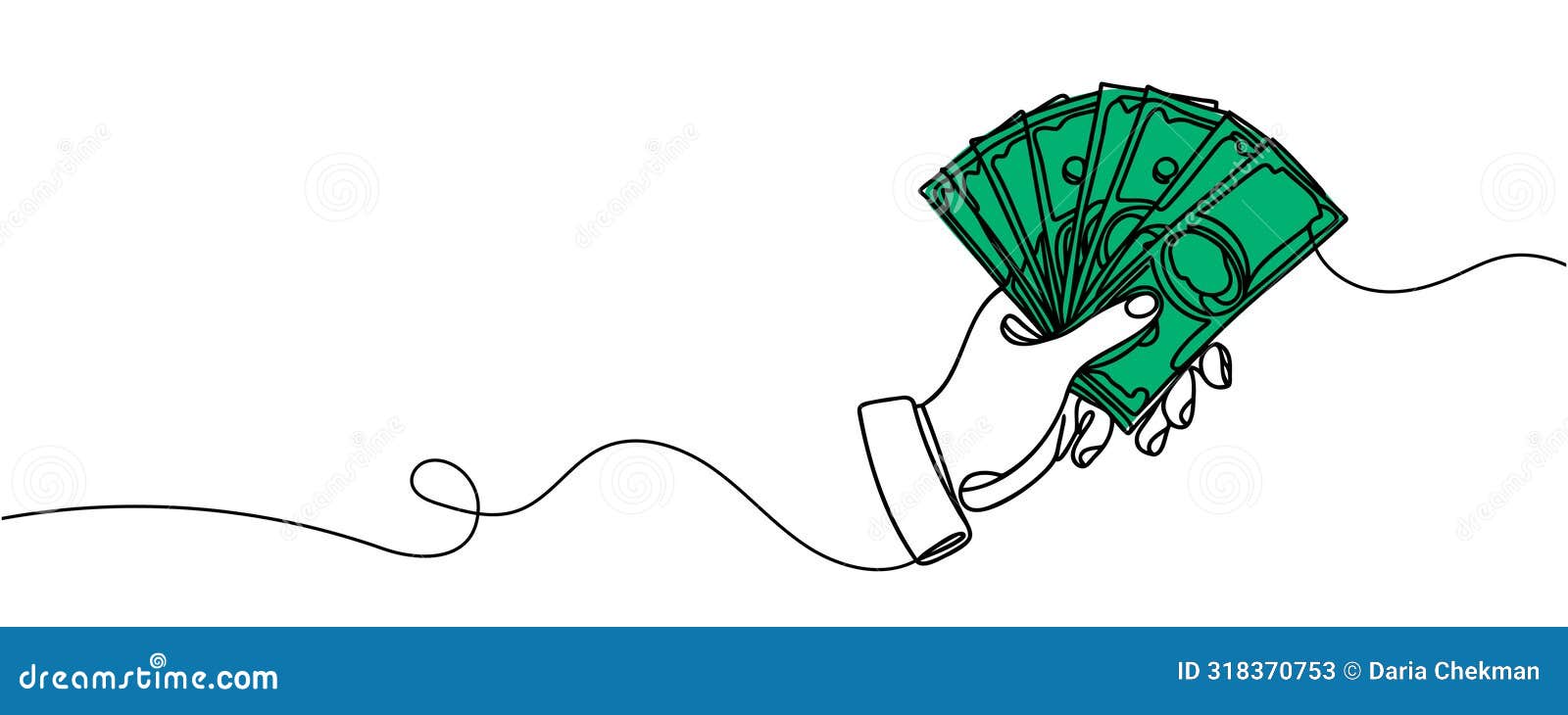 A Stack of Money in Hands, 100 Dollars in One Line. Continuous Money ...