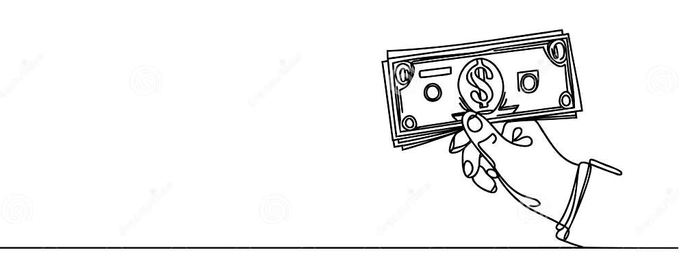 A Stack of Money in Hands, 100 Dollars in One Line. Continuous Money ...