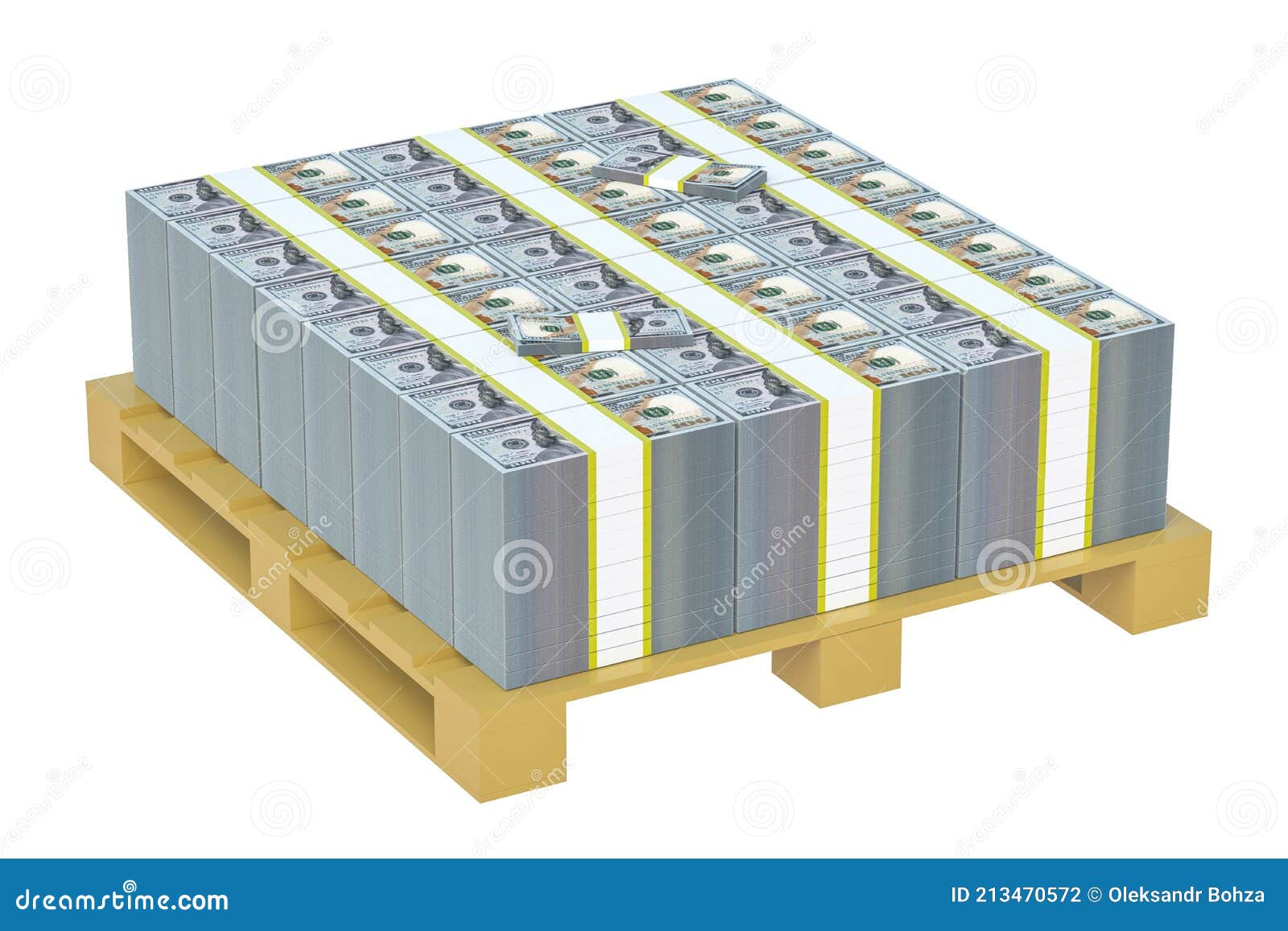 Stack of Money on Pallet for Transportation Isolated on White ...