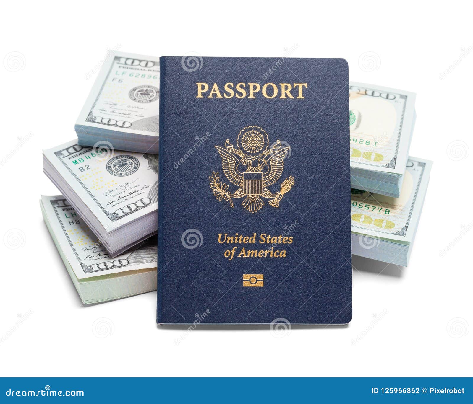 Passport with Stack of Money Stock Photo - Image of legal, cover: 125966862