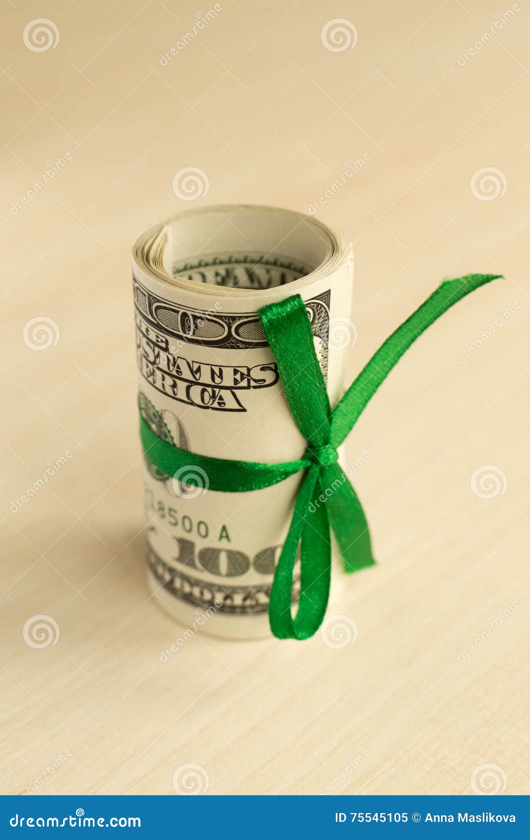 A Stack of Money with a Ribbon. Expensive Gift Stock Image - Image of ...