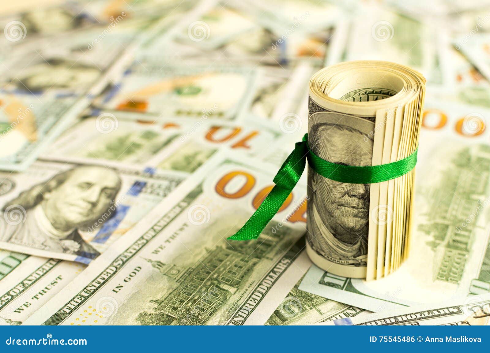 A Stack of Money with a Ribbon. Expensive Gift Stock Photo - Image of ...