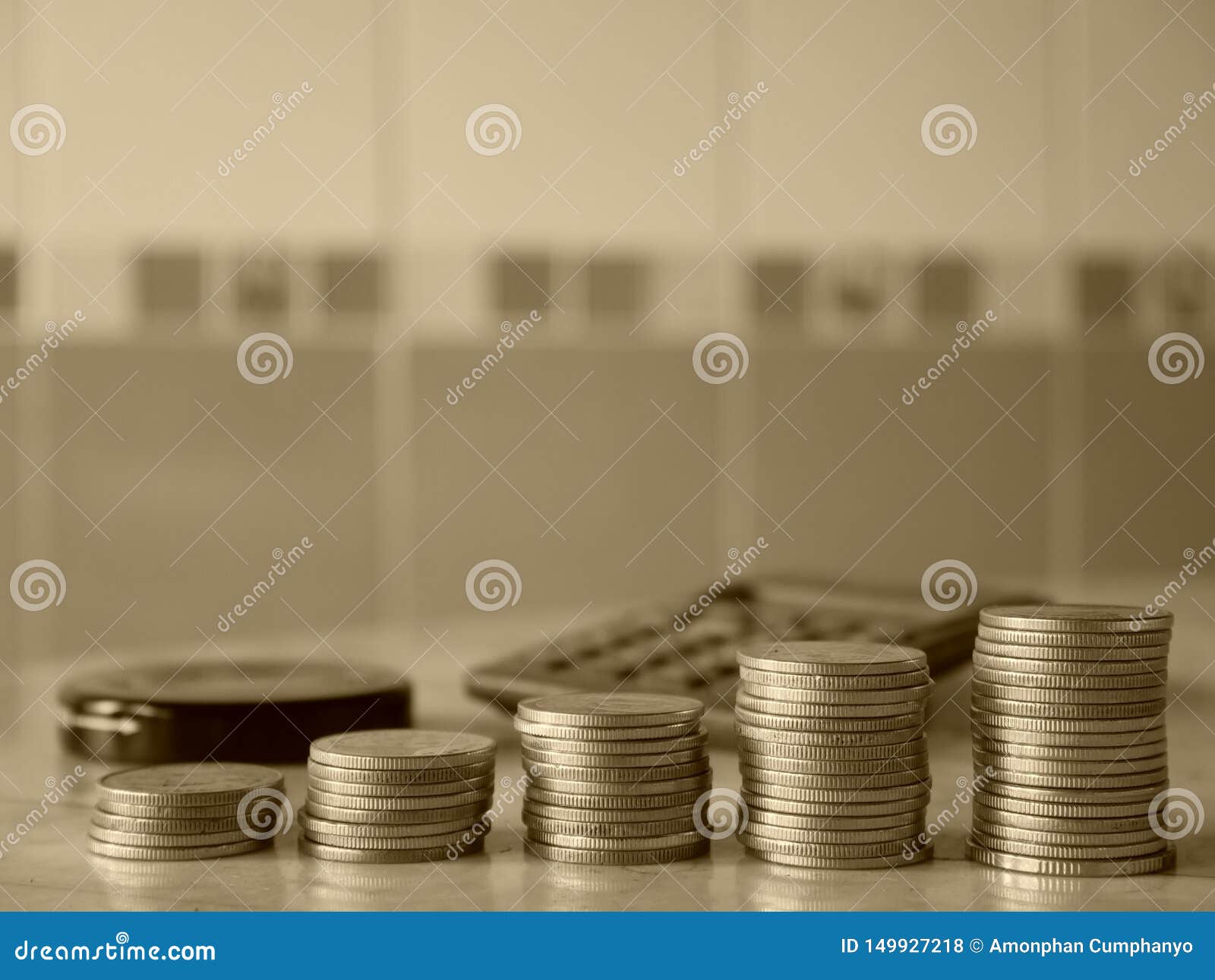 Stack of Money, Rows of Coins for Finance Stock Photo - Image of ...