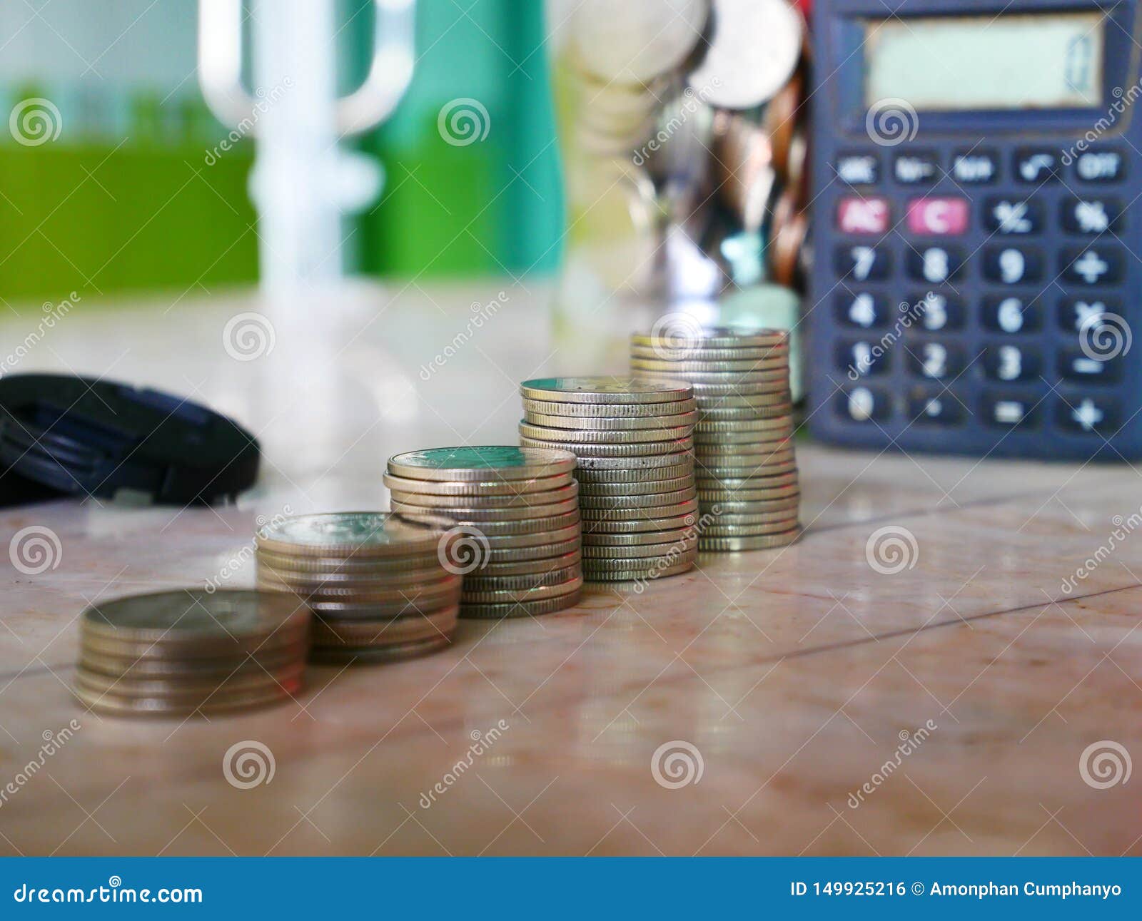 Stack of Money, Rows of Coins for Finance Stock Photo - Image of silver ...