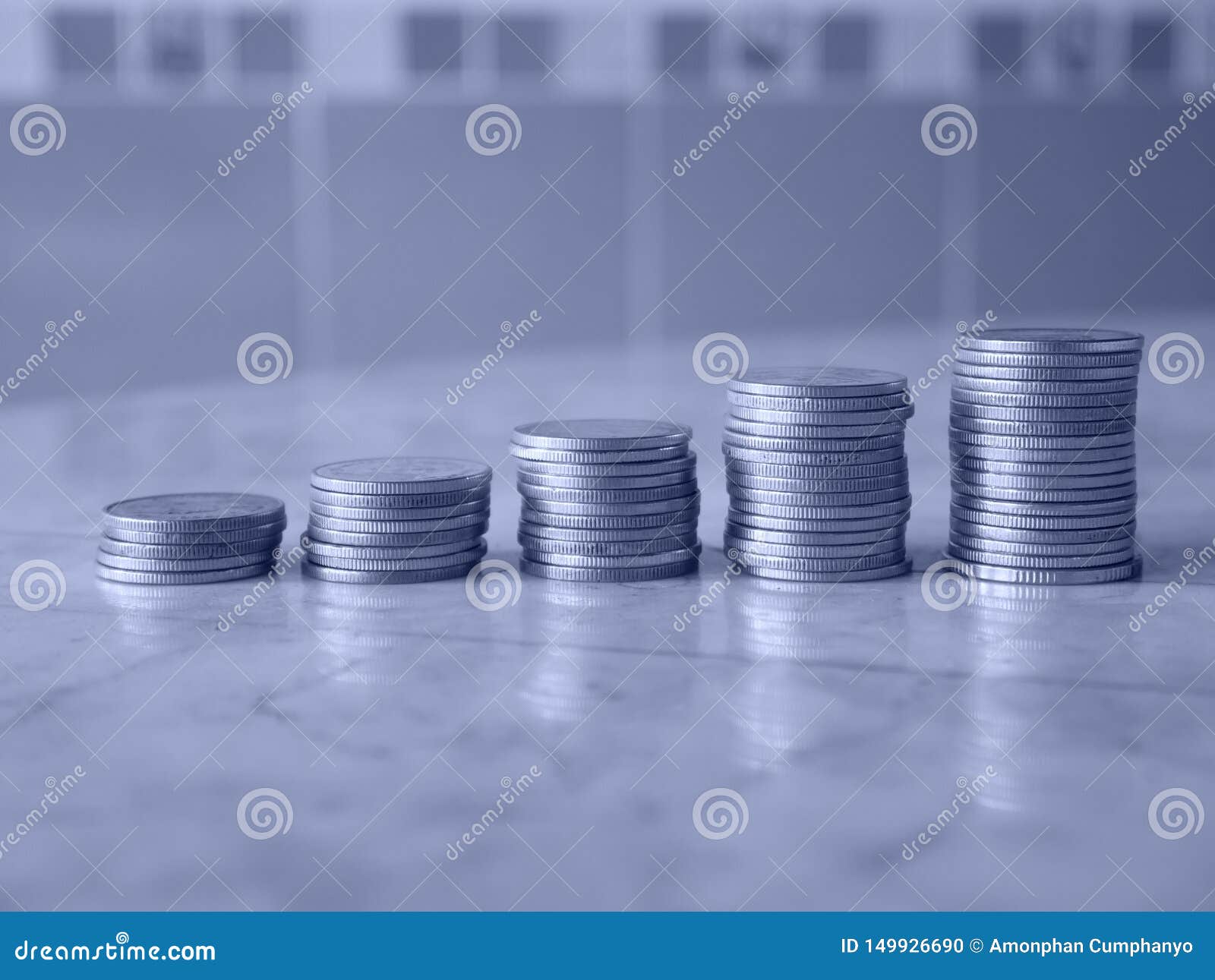 Stack of Money, Rows of Coins for Finance Stock Photo - Image of save ...