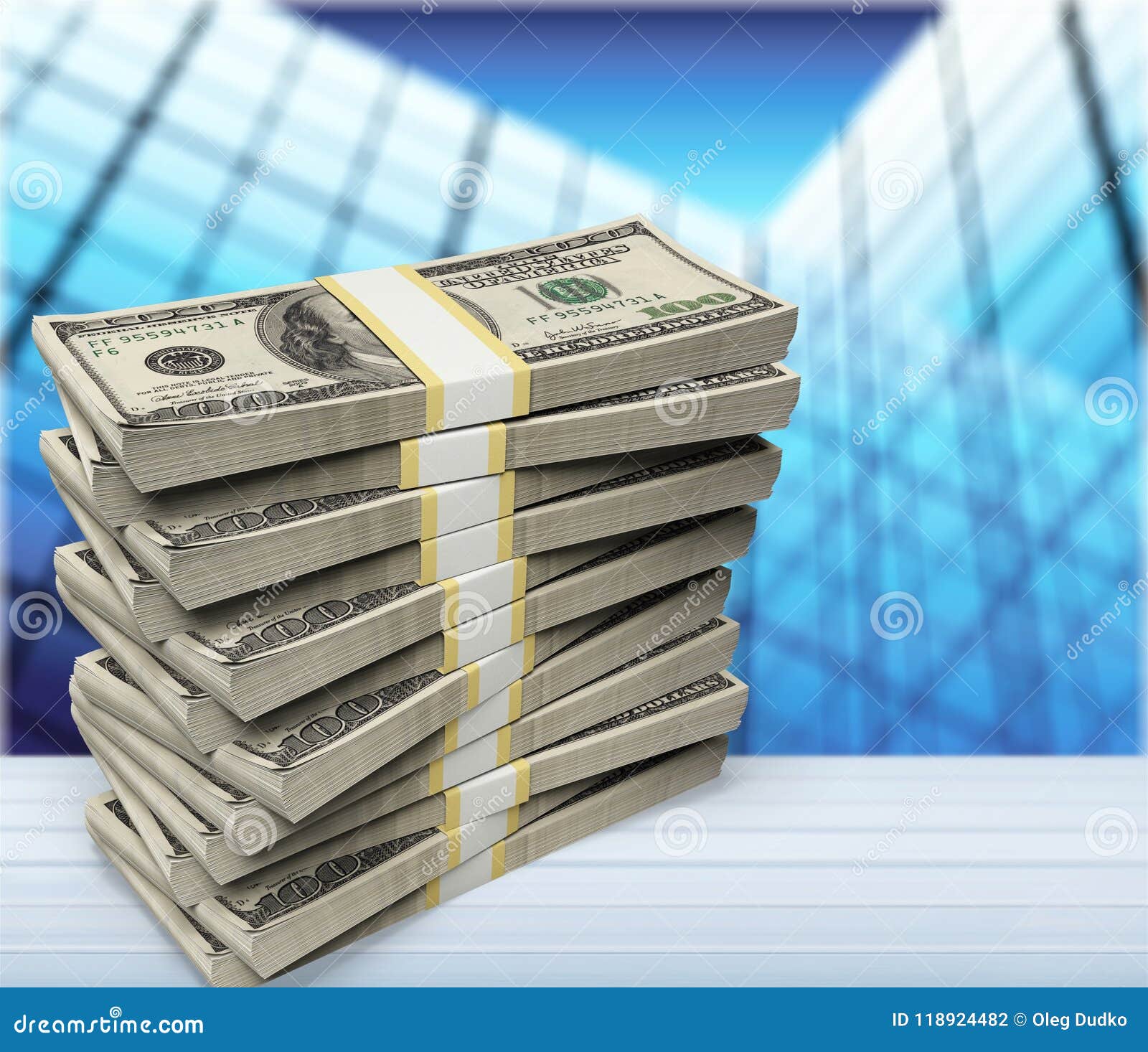 Stack money on table stock illustration. Illustration of table - 118924482