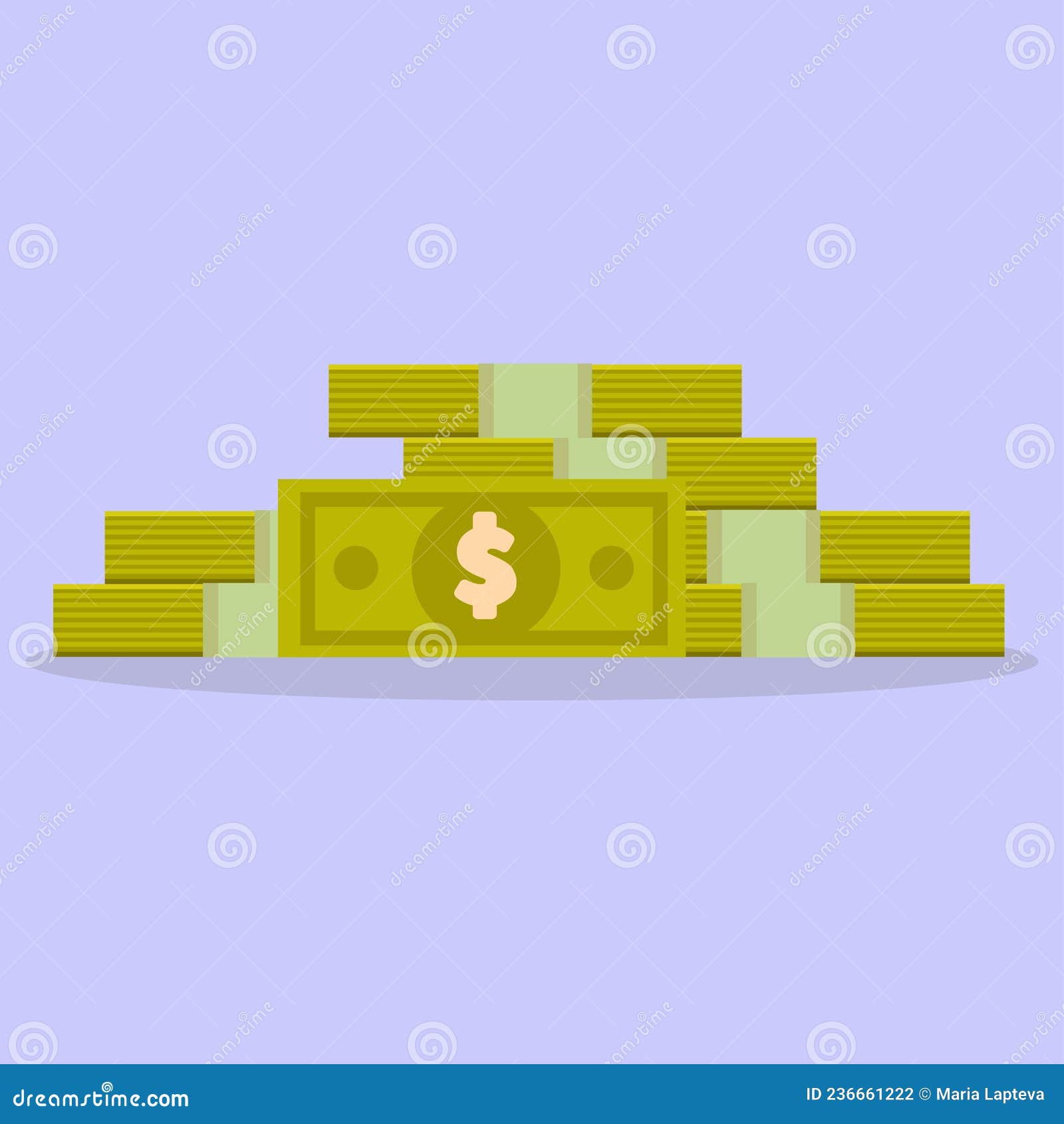 Stack of Money Vector Illustration, Pile of Cash. Stock Vector ...