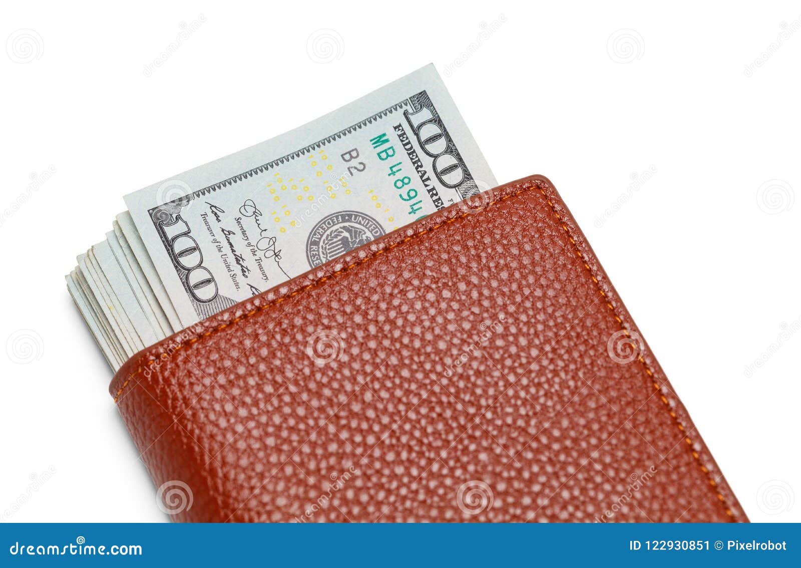 Stack of Money in Wallet stock image. Image of white - 122930851