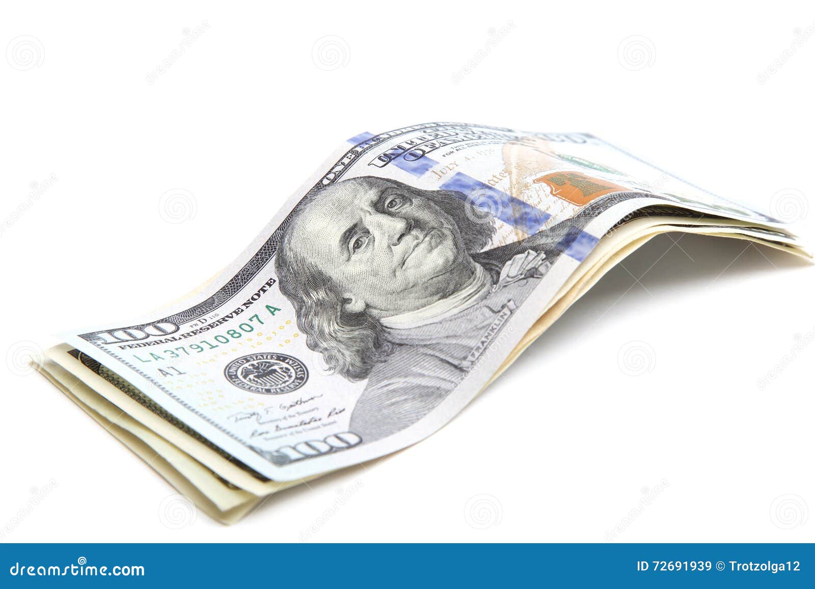 Stack of Money on a White Background. Stock Image - Image of finance ...
