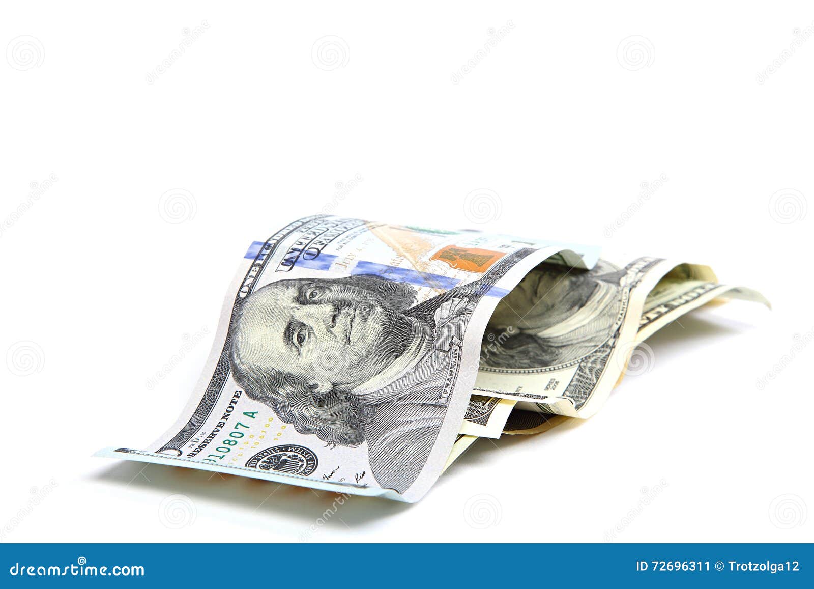Stack of Money on a White Background. Stock Image - Image of tightened ...
