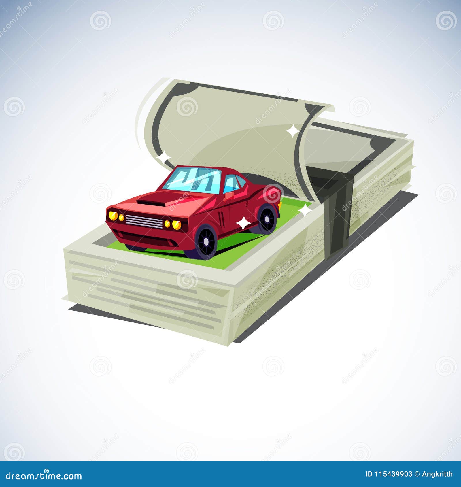 Stack Of Moneys With Smart Car Inside - Illustration Royalty-Free ...
