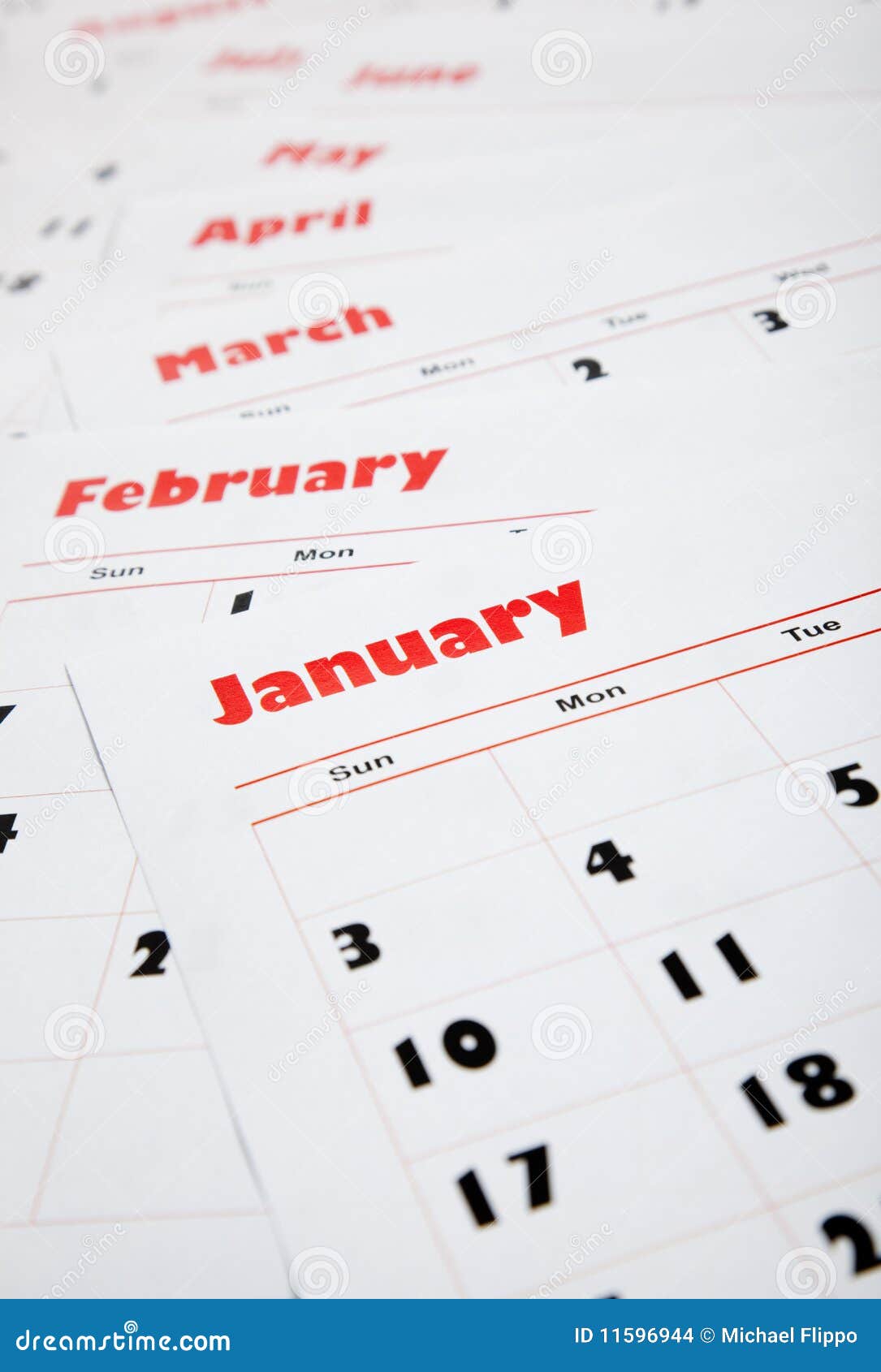 Stack of monthly calendars stock photo. Image of planning - 11596944