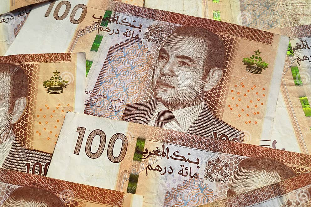 Stack of 100 Moroccan Dirham Banknotes Stock Photo - Image of paper ...