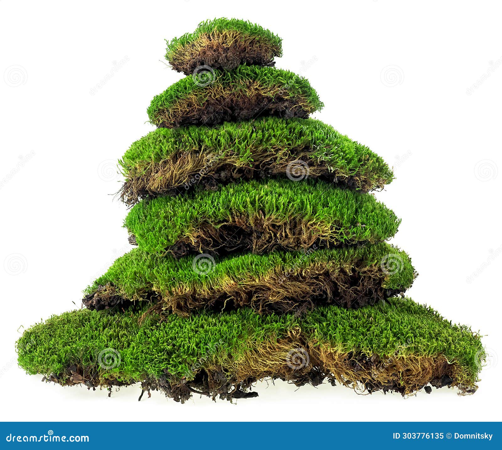 Stack of Moss Clumps Isolated on White Background. Green Mossy Hill ...