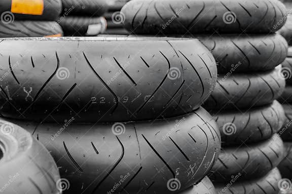 Stack of Motorcycle Tyres/tires Stock Image - Image of stack ...