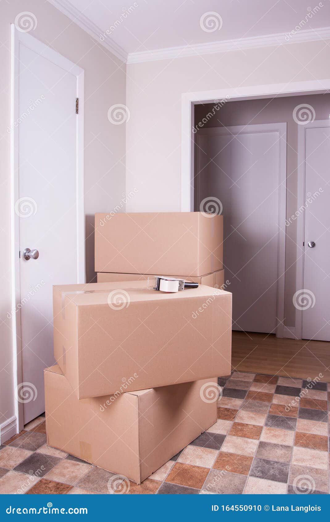Stack of Moving Box in a House Stock Photo - Image of freight, move ...