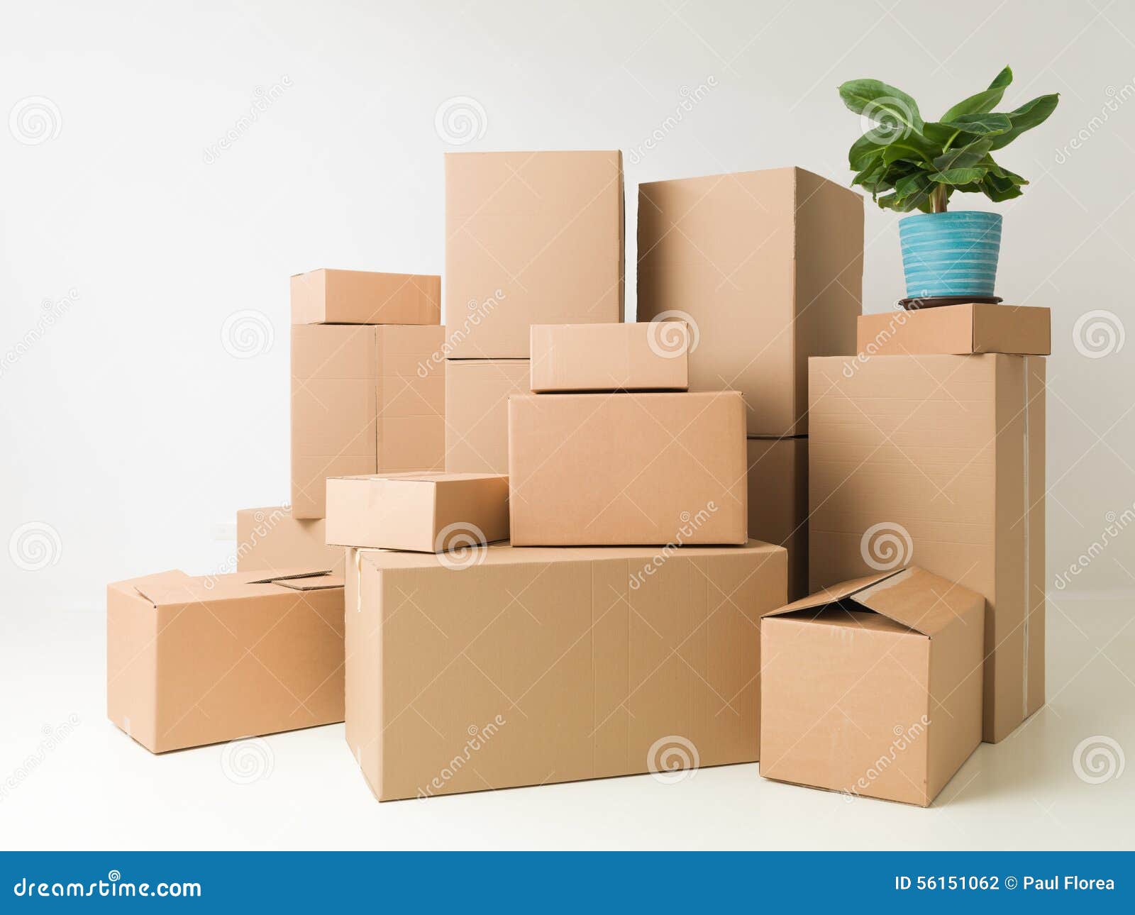 Stack of moving boxes stock photo. Image of space, brown - 56151062