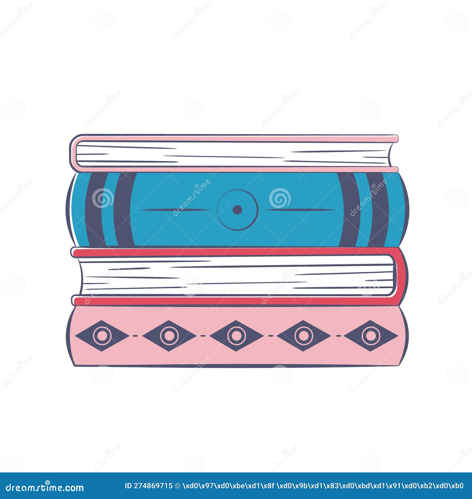 Stack of Multi-colored Books with Different Patterns on the Spines ...