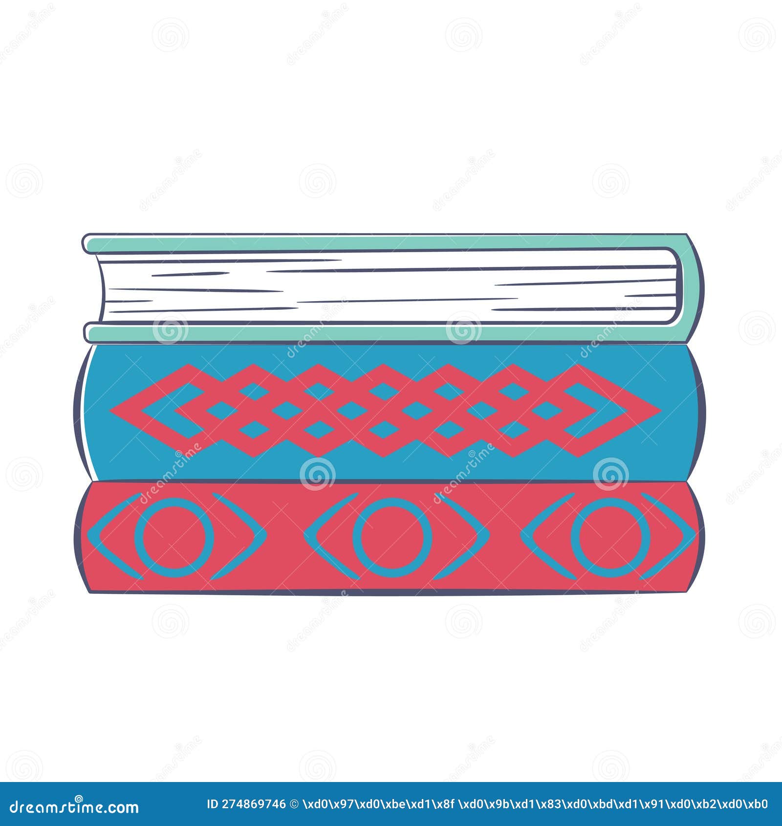 Stack of Multi-colored Books with Different Patterns on the Spines ...