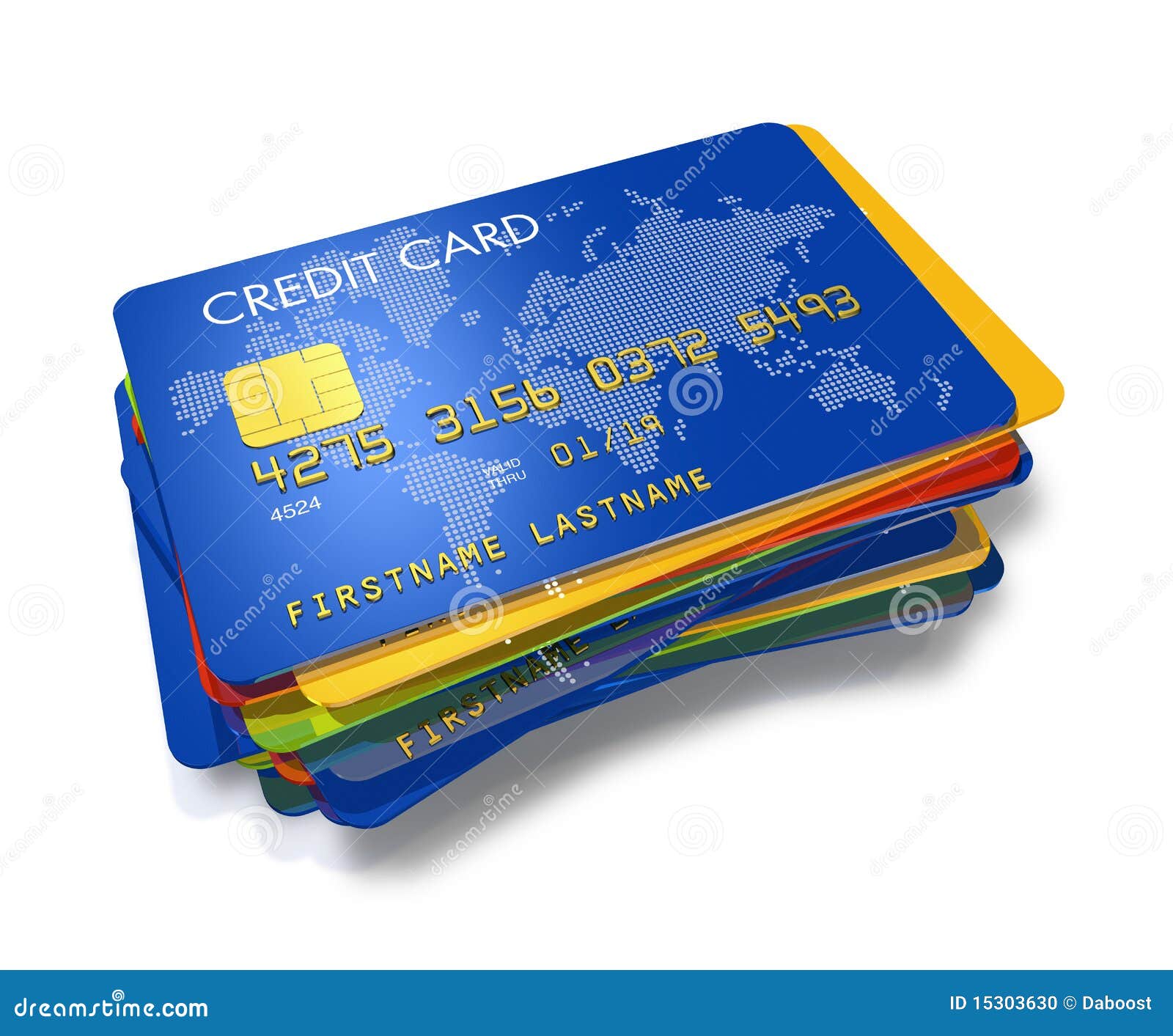 Stack of Multi Colored Credit Cards Stock Illustration - Illustration ...