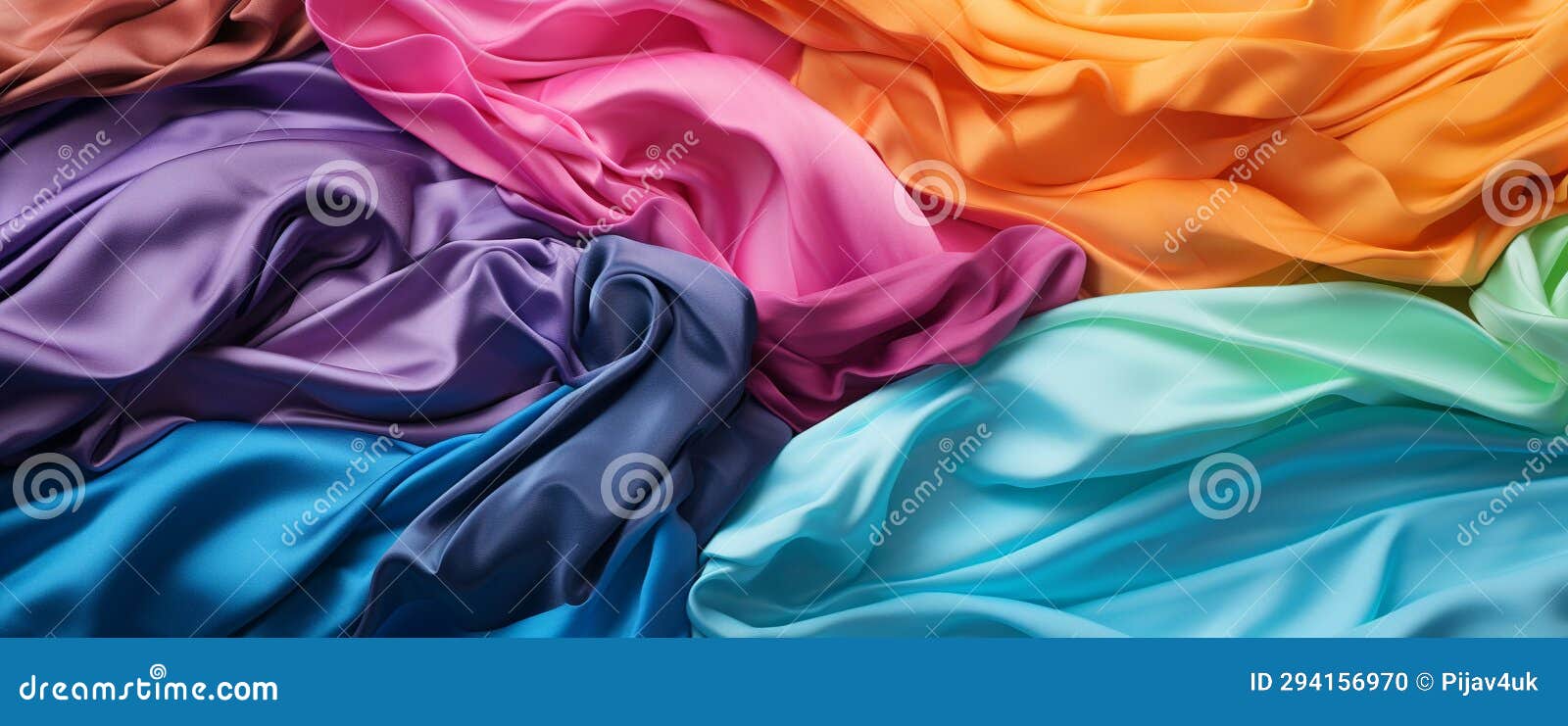 A Stack Multi-colored Fabric Background. Silk Texture Color Fabric ...