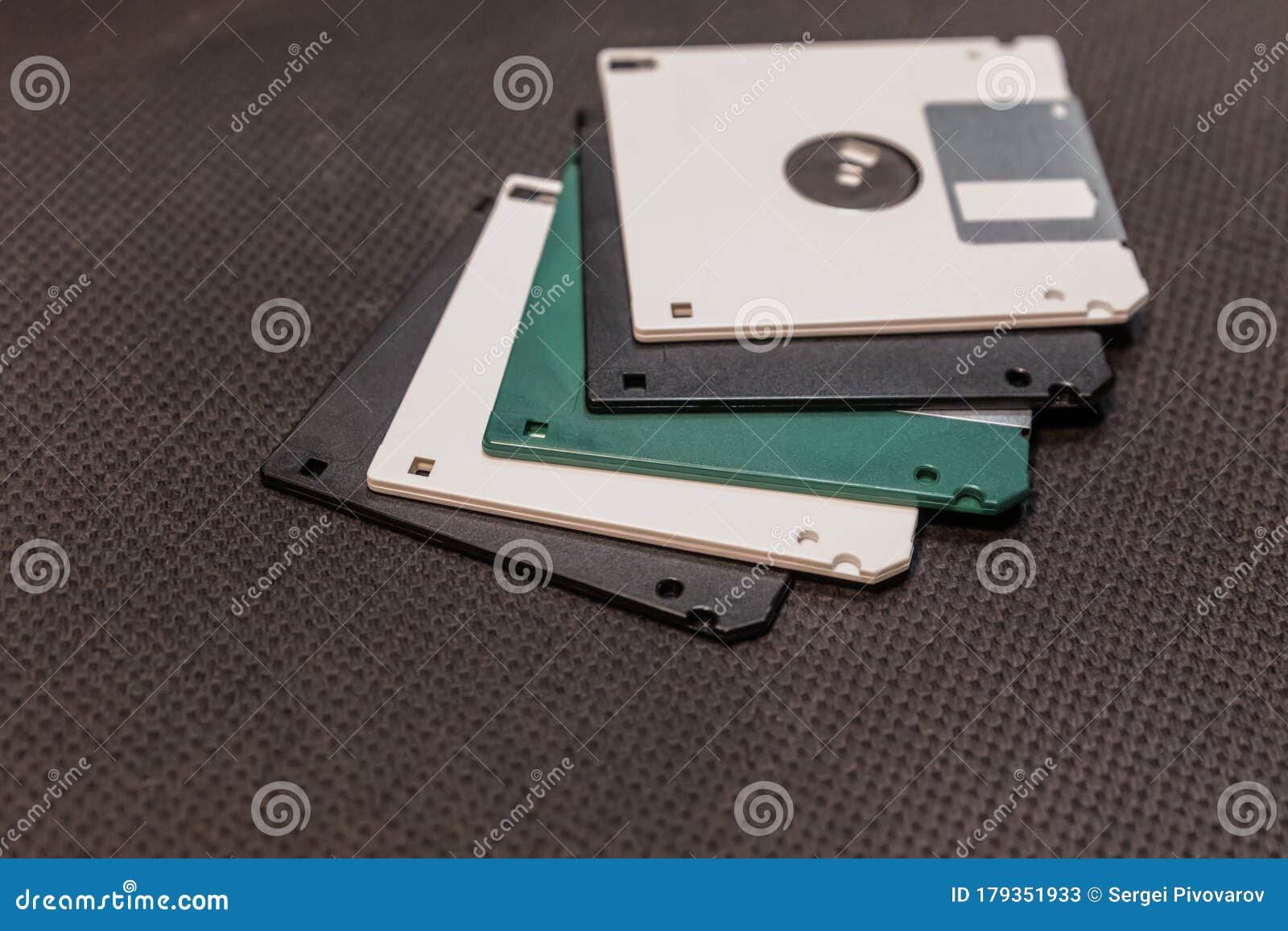 Stack of Multi-colored Floppy Disks White, Green and Black, Old Storage ...