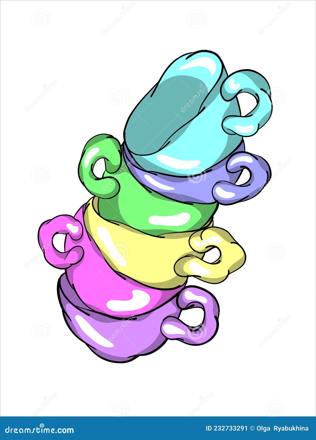 A Stack of Porcelain Cups. Vector Stock Vector - Illustration of ...