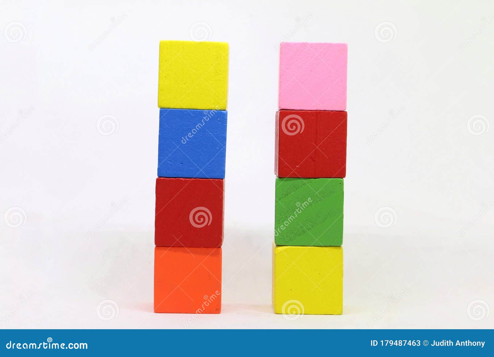 Stack of Multi Coloured Wooden Blocks Isolated on White Background ...