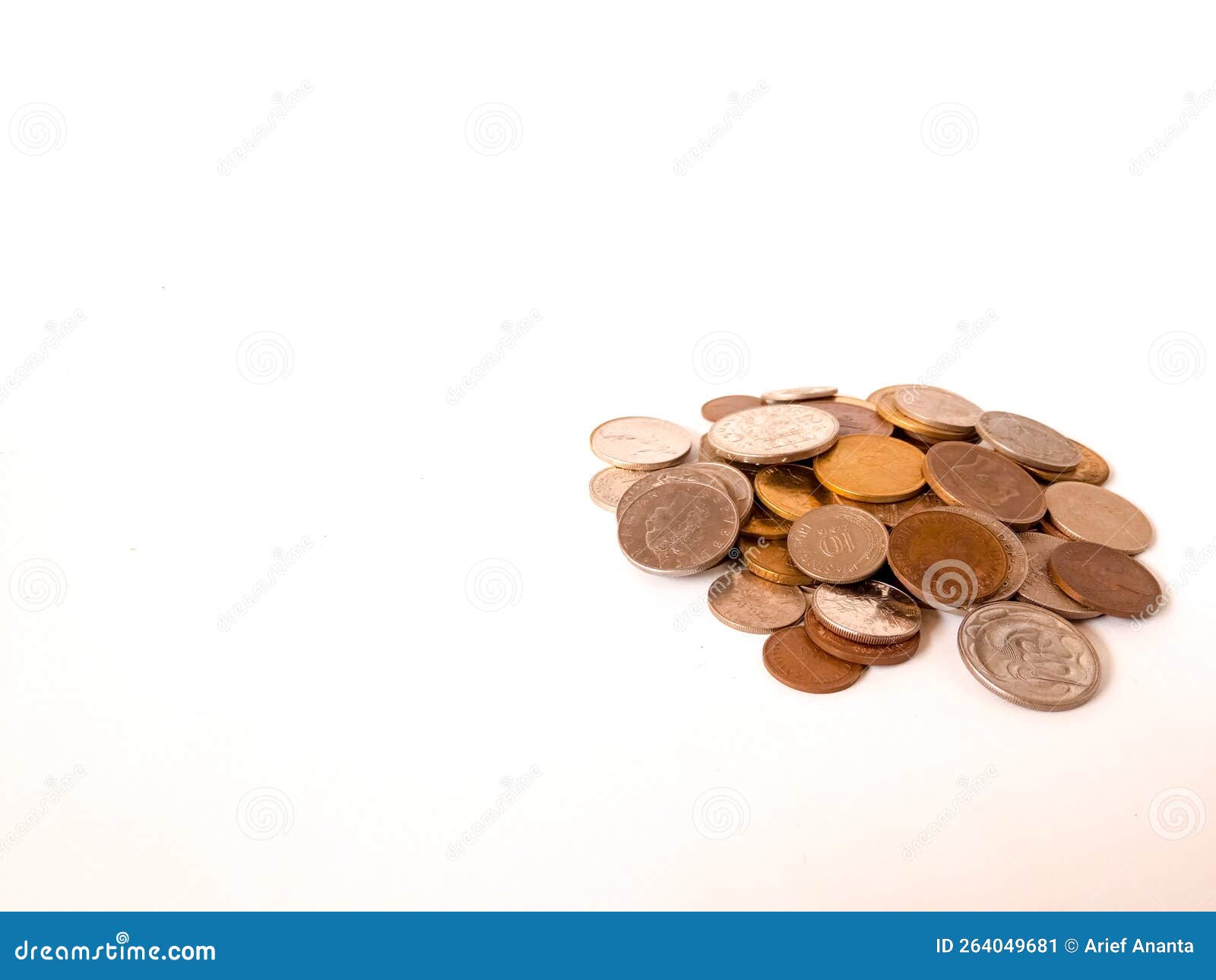 A Stack of Multi National Coins Stock Illustration - Illustration of ...