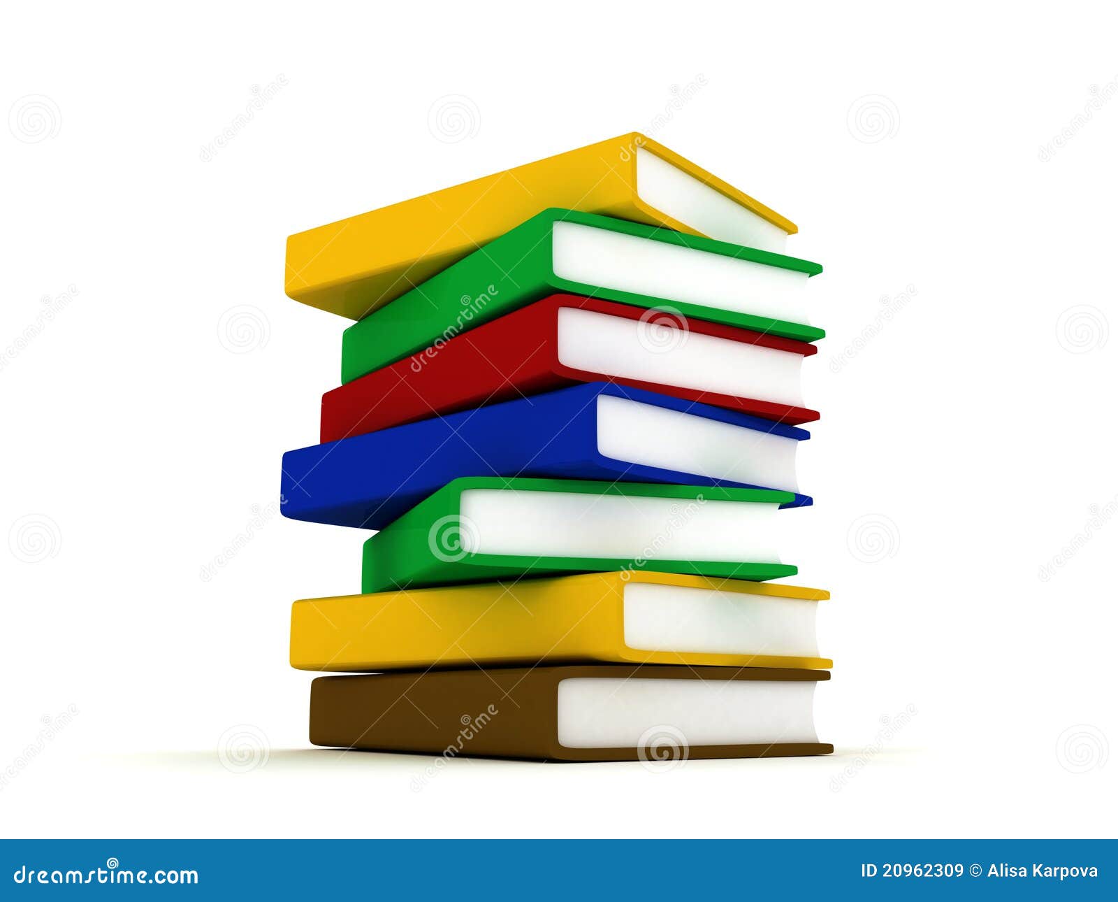 Stack of Multicolor Books on White Background Stock Illustration ...