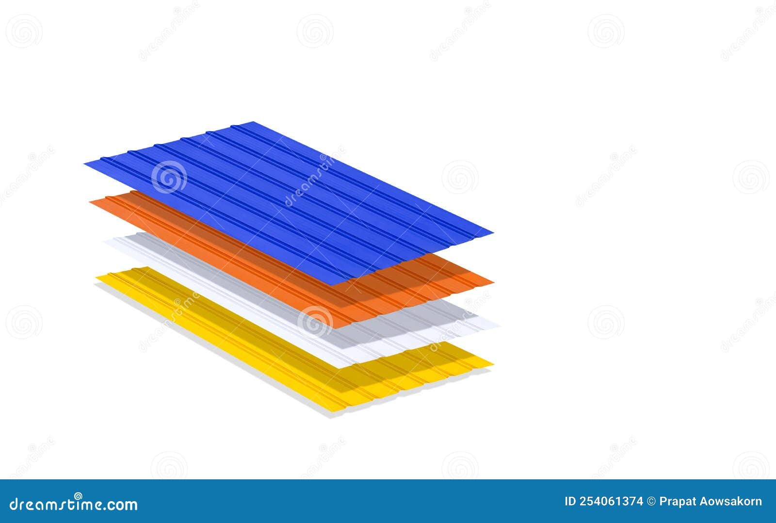 Stack of Multicolored Corrugated Metal Sheets with Polymer Coating for ...