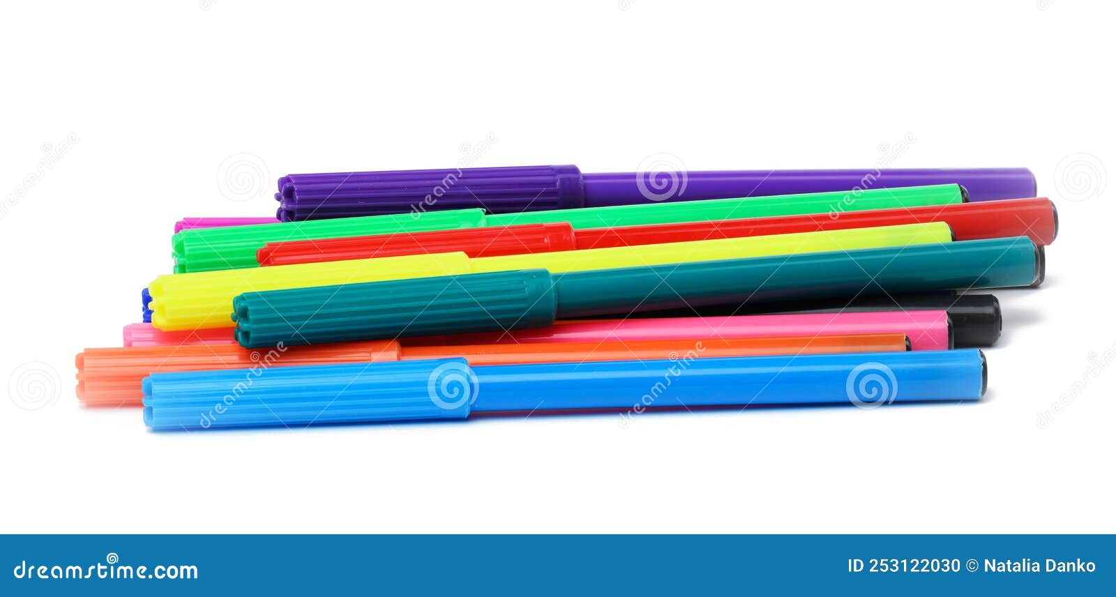 Stack of Multicolored Felt-tip Pens Isolated on White Background Stock ...
