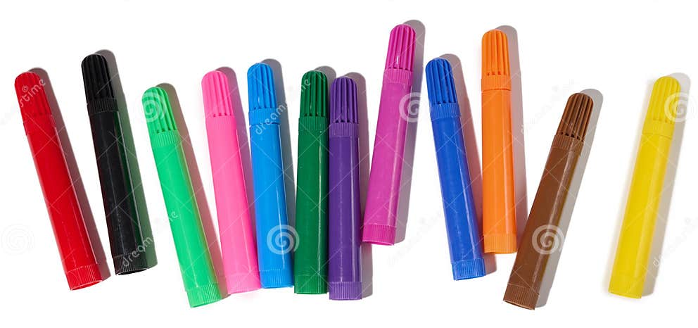 Stack of Multicolored Felt-tip Pens Isolated on White Background Stock ...