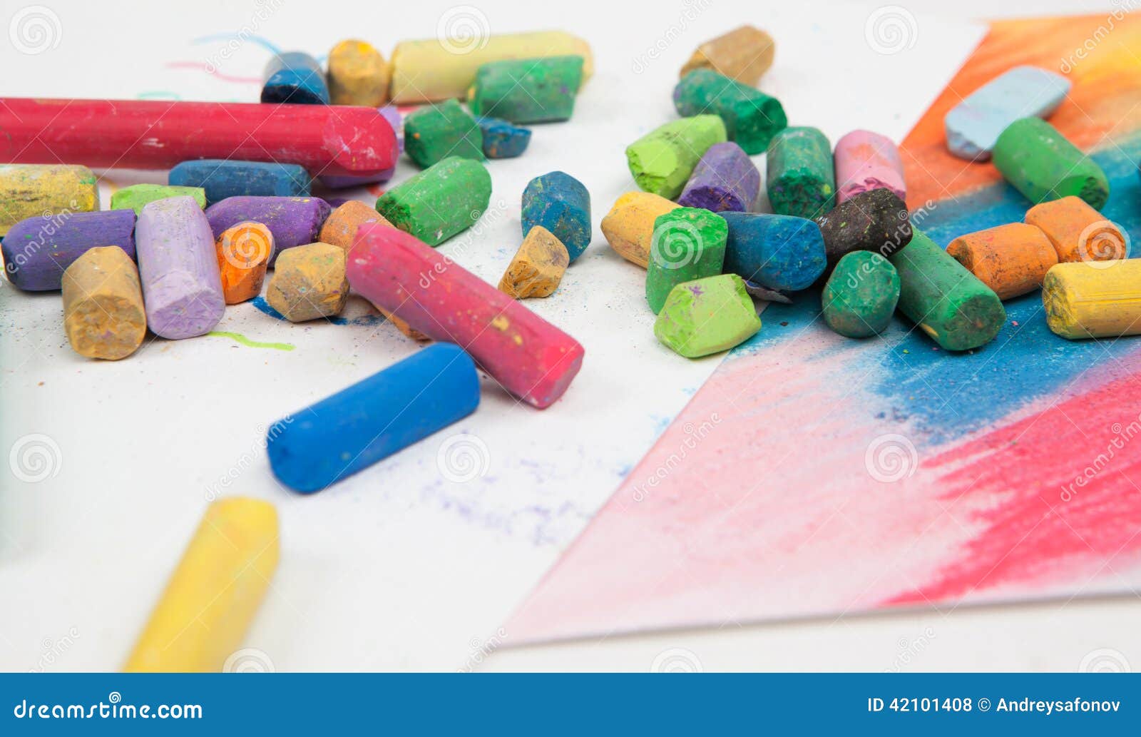 Stack of Multicolored Pastel Chalks on White Background Stock Photo ...