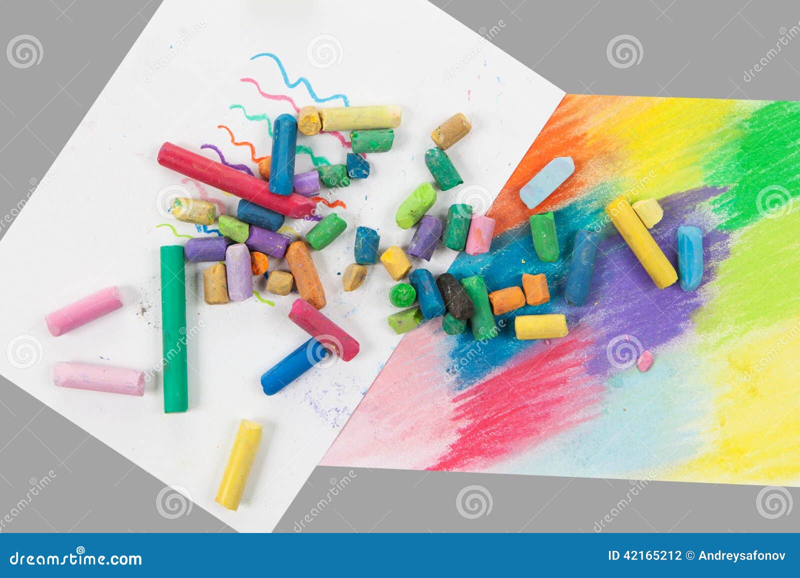 Stack of Multicolored Pastel Chalks on White Papers Stock Photo - Image ...