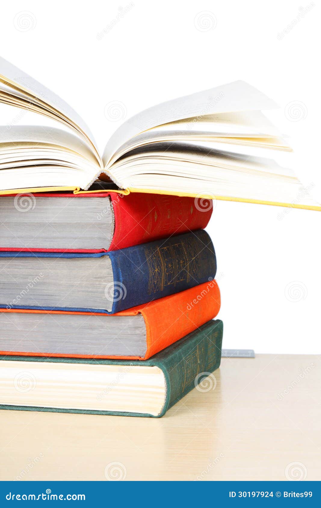 A Stack of Multicolored Thick Hardcover Books Stock Photo - Image of ...