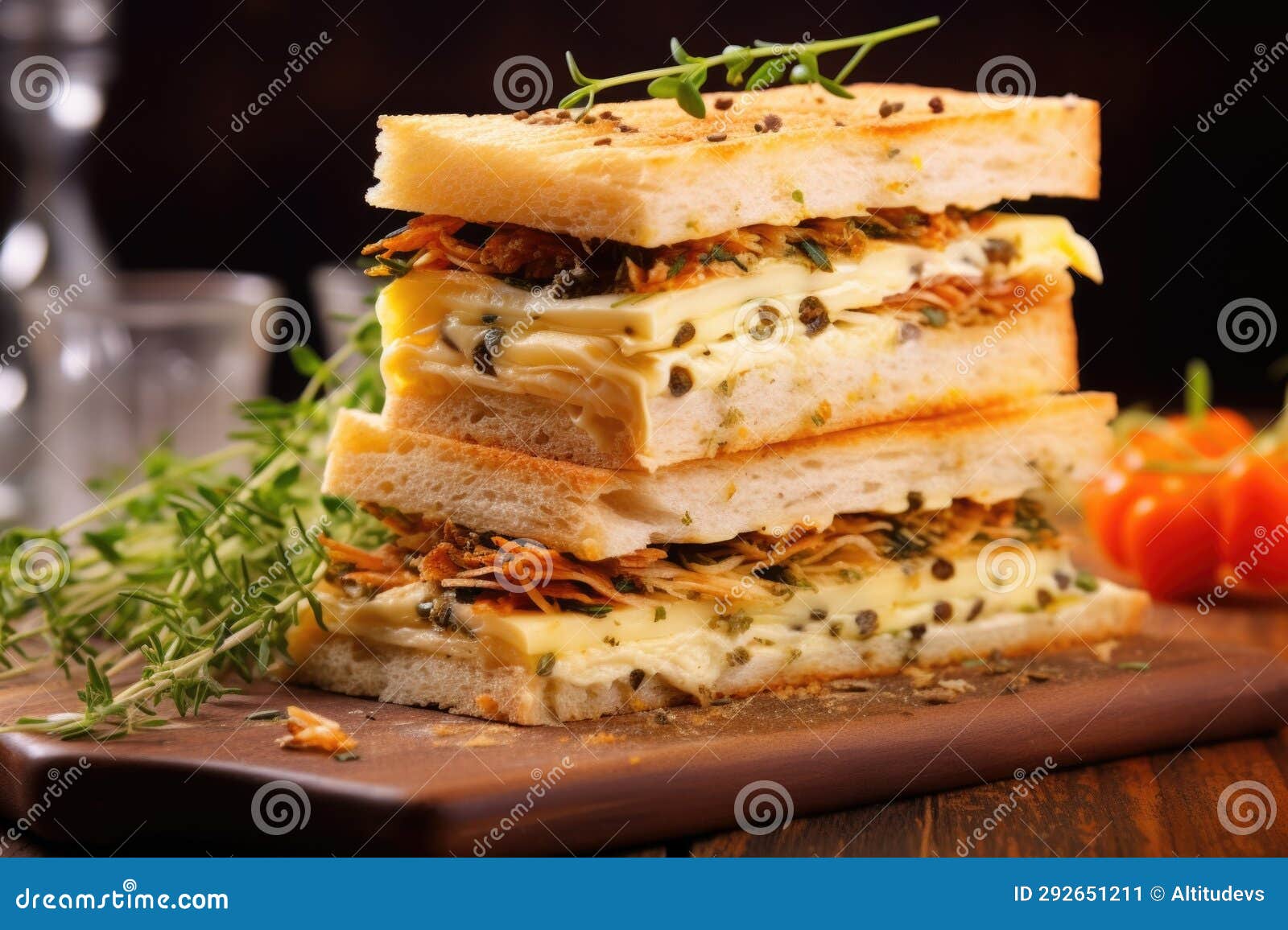A Stack of Multilayer Gourmet Cheese Sandwich Stock Image - Image of ...