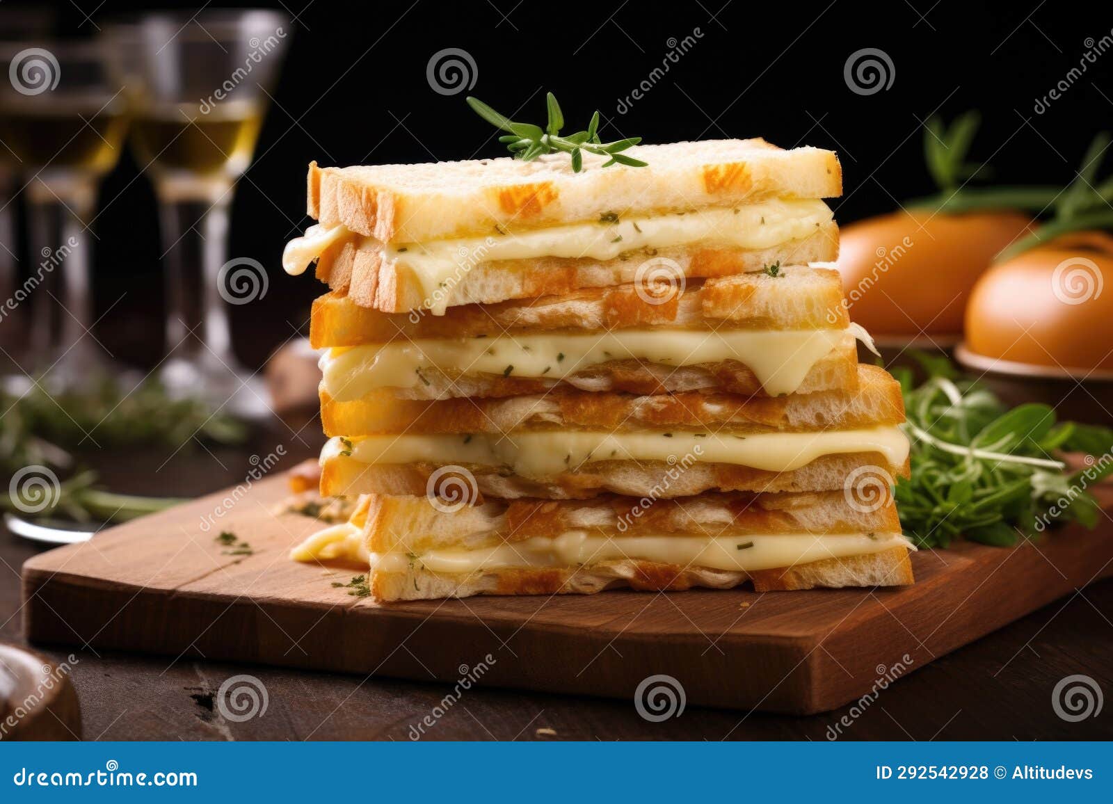 A Stack of Multilayer Gourmet Cheese Sandwich Stock Photo - Image of ...