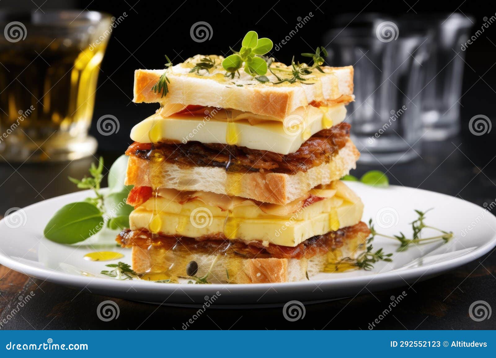 A Stack of Multilayer Gourmet Cheese Sandwich Stock Image - Image of ...