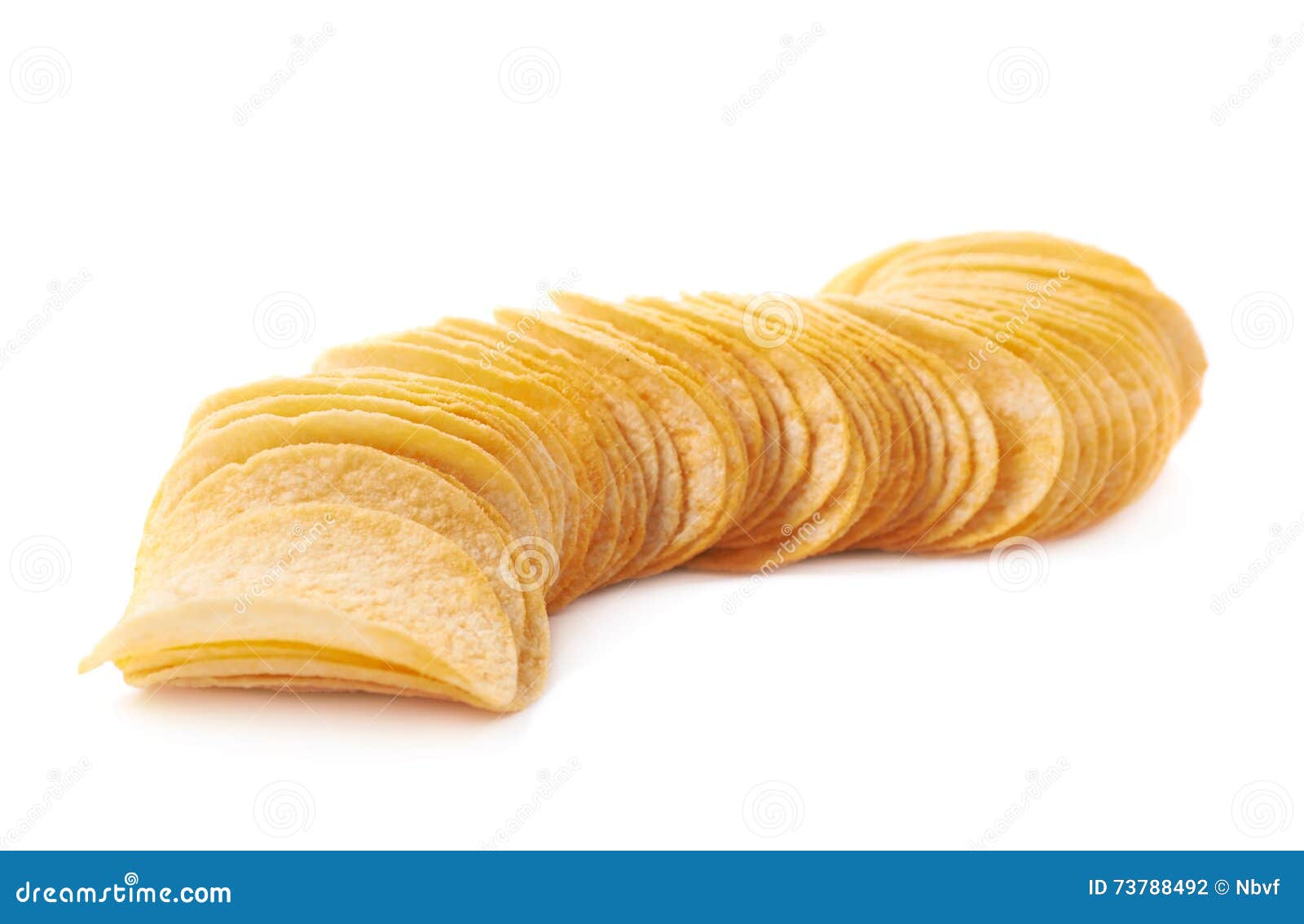 Stack of Multiple Potato Chips Isolated Stock Photo - Image of gold ...