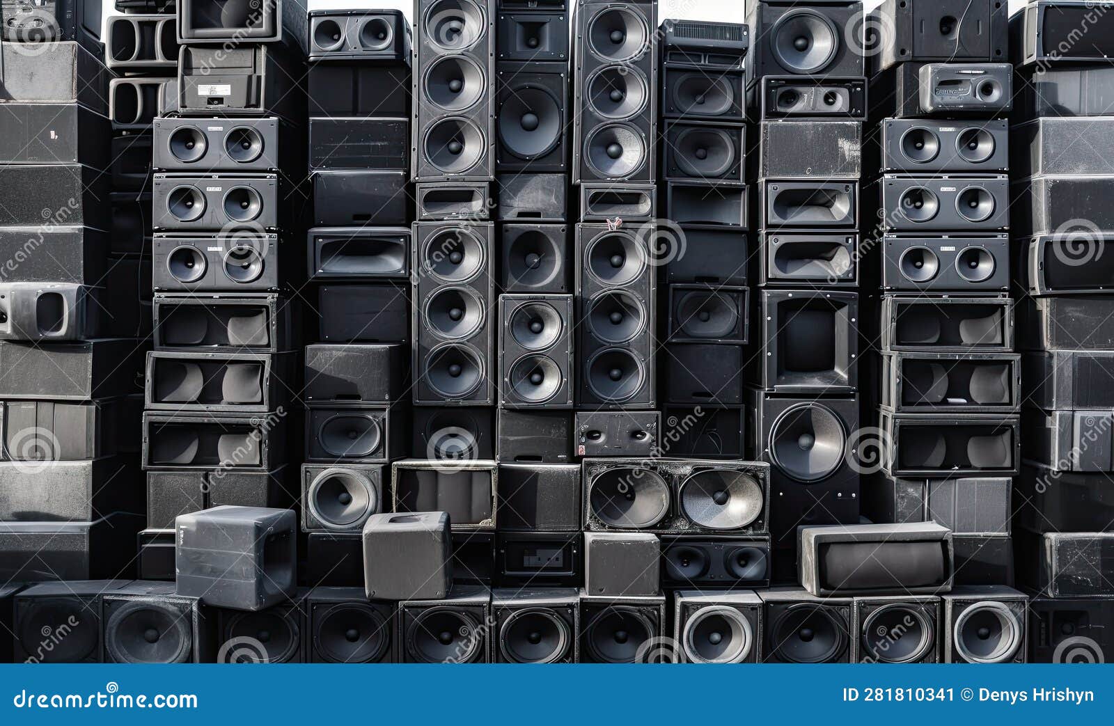The Stack of Music Audio Speakers Filled the Room with Sound Creating ...