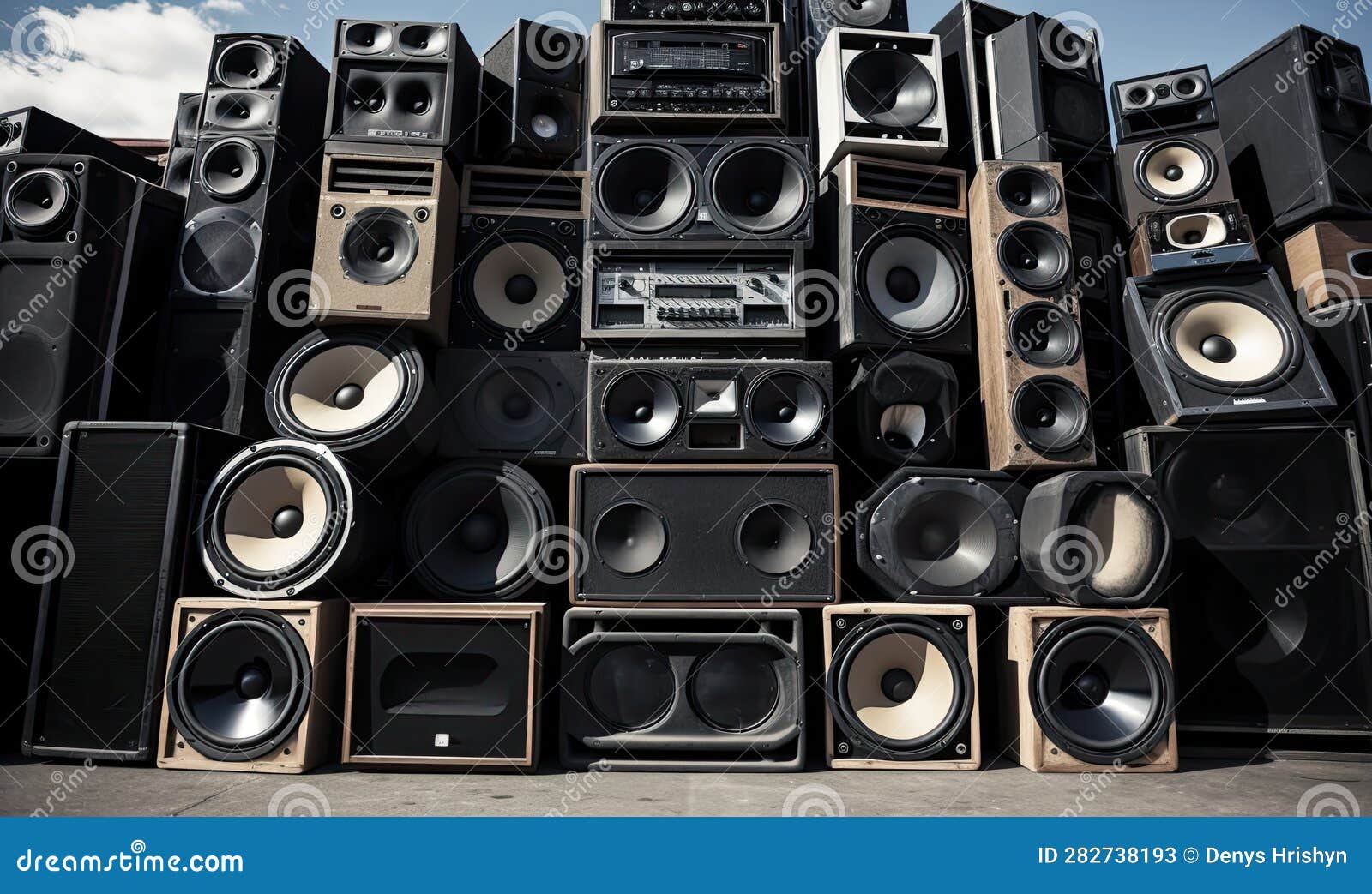 A Stack of Music Audio Speakers Stood in the Corner, Ready To Play ...