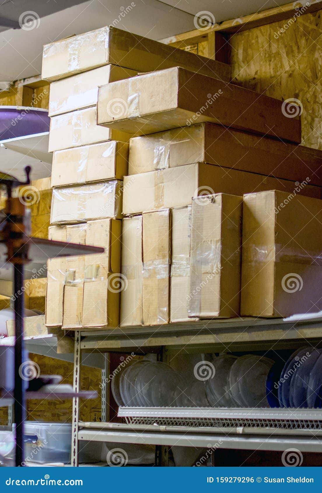 Stack of Mystery Boxes in a Closet Stock Photo - Image of delivering ...