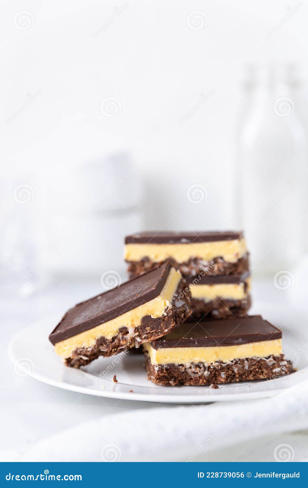 A Stack Of Nanaimo Squares - A Traditional Canadian Dessert Stock Image ...