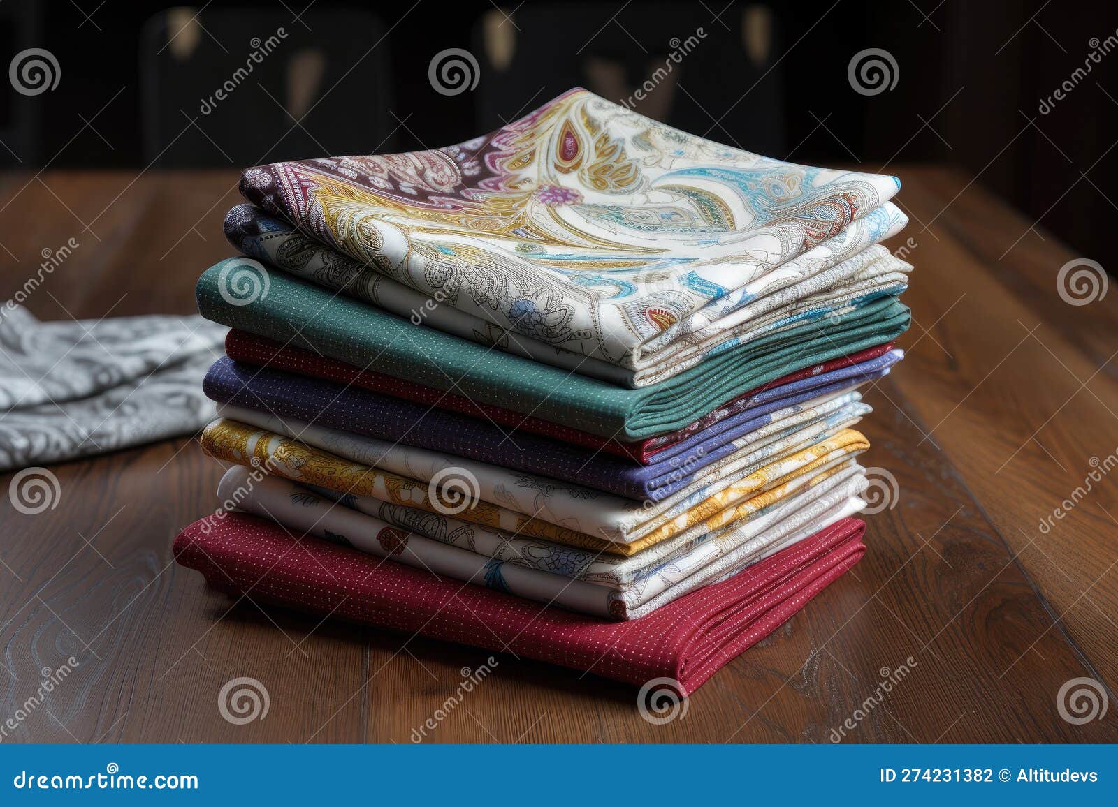 A Stack of Napkins in Different Colors and Patterns, with Each One ...