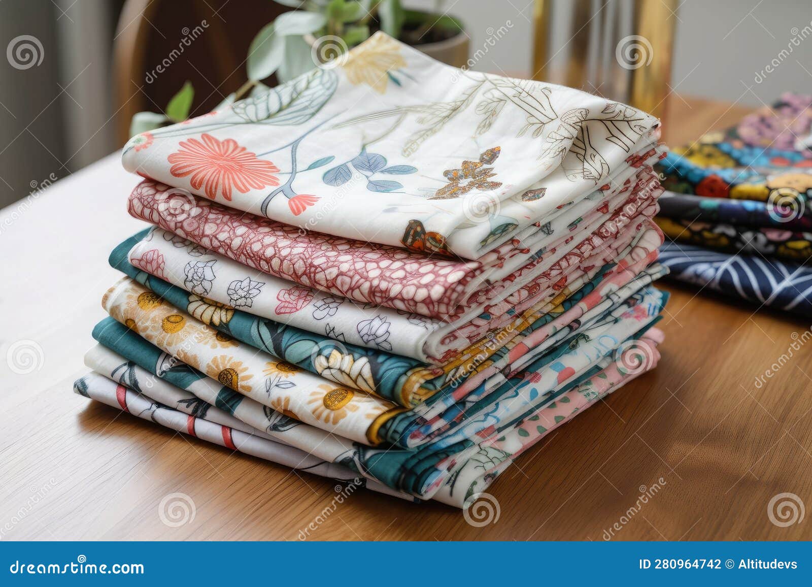A Stack of Napkins, with Each One Featuring a Different Design or ...